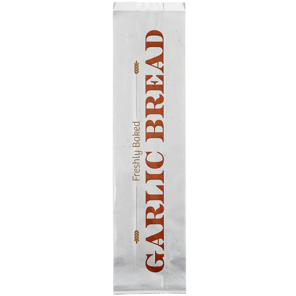 Choice 5 1/4" x 3 1/4" x 20" Garlic Bread Printed Insulated Foil Bag ...