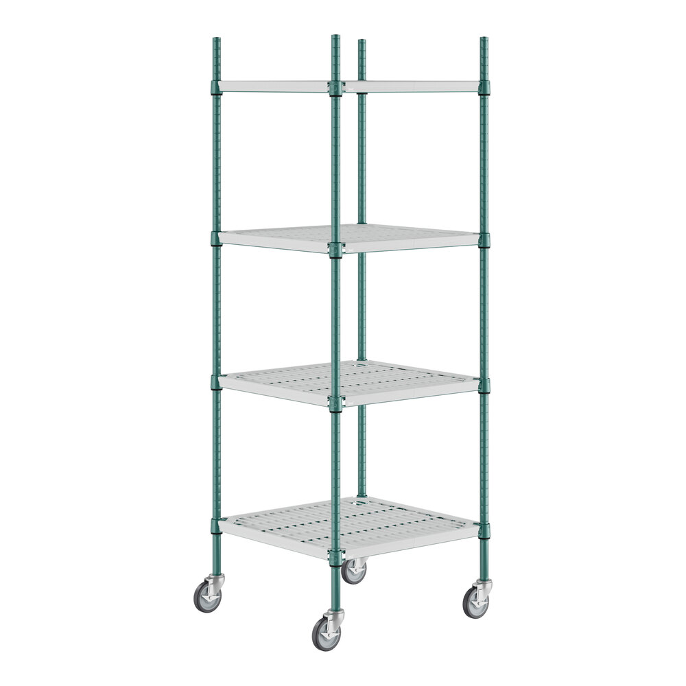 Regency+ 24" x 24" Green Epoxy Polymer Drop Mat 4-Shelf Kit with 64 ...