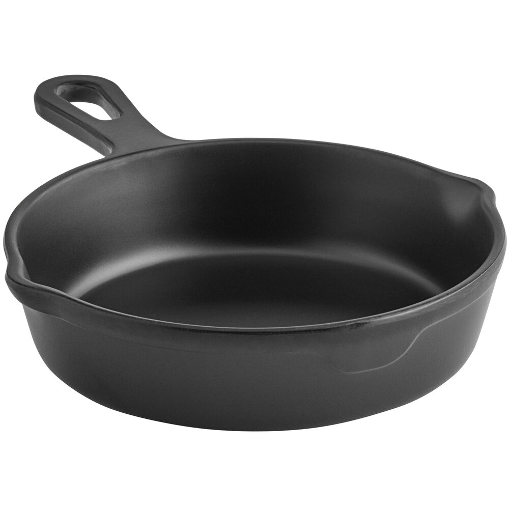 American Metalcraft MFP41 7 oz. Black Round Faux Cast Iron Melamine Fry ...