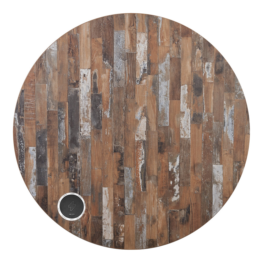 BFM Seating Midtown 45" Round Indoor Tabletop with 1 Wireless Charger ...