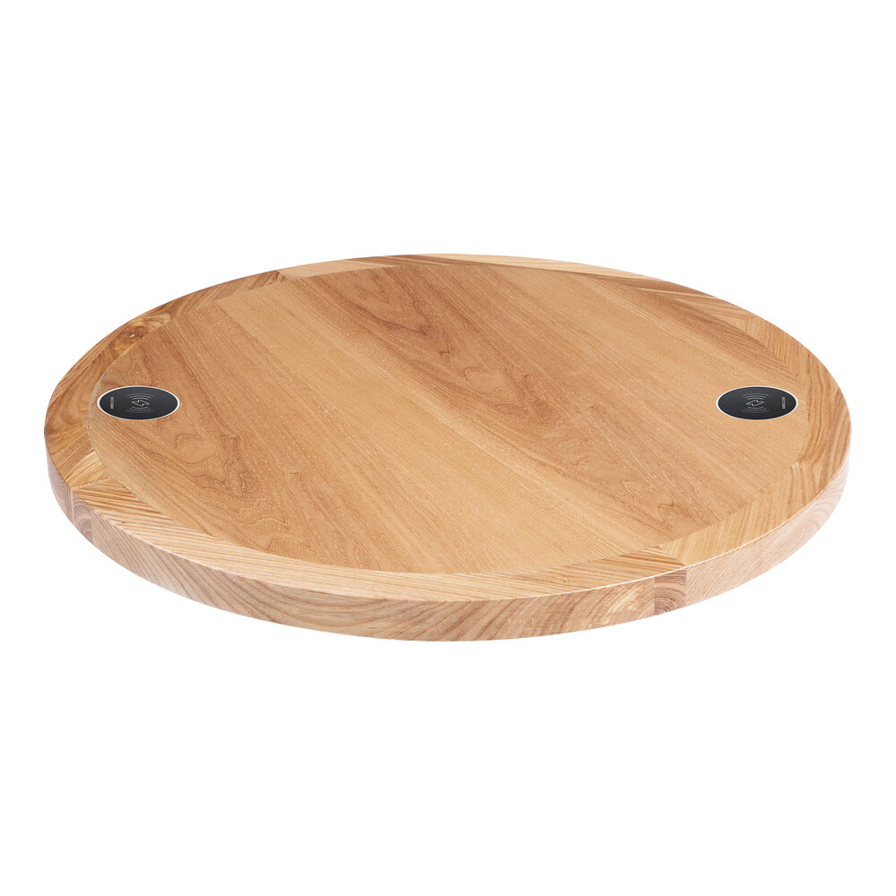 BFM Seating 48" Round Natural Ash Veneer Wood Indoor Table Top with 2 ...