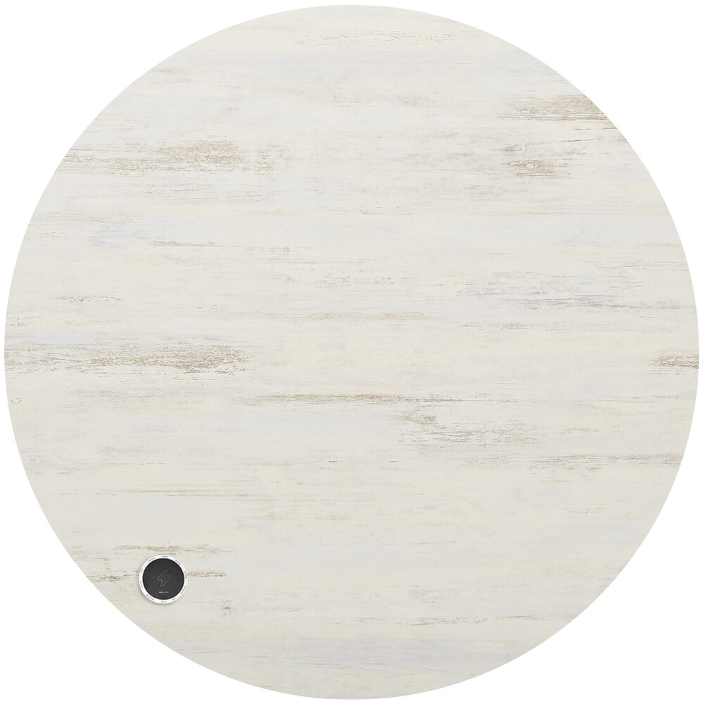 BFM Seating Relic 30" Round Antique Wash 2" Thick Melamine Table Top ...