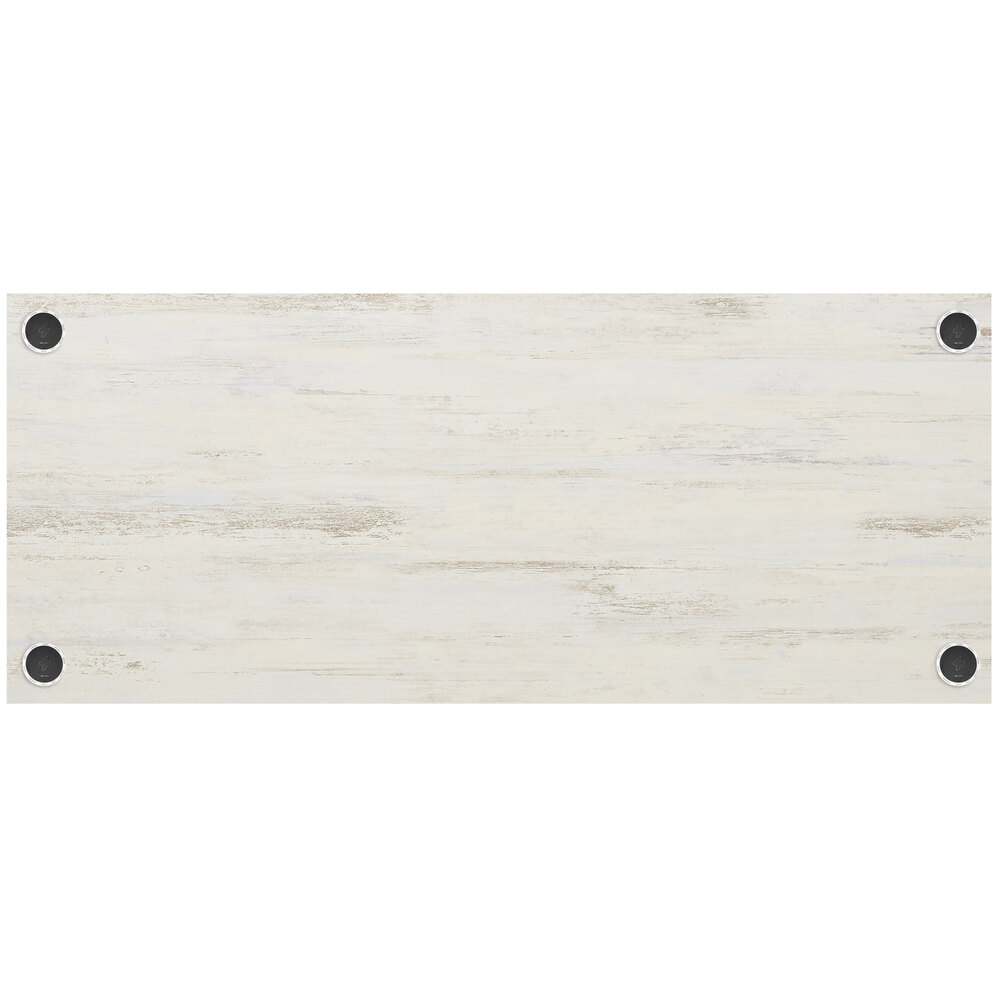 BFM Seating Relic 30" x 72" Rectangular Antique Wash 2" Thick Melamine Table Top with 4 Wireless ...