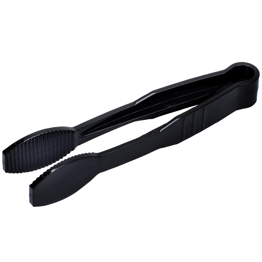 Thunder Group Black 6" Polycarbonate Flat Grip Tongs