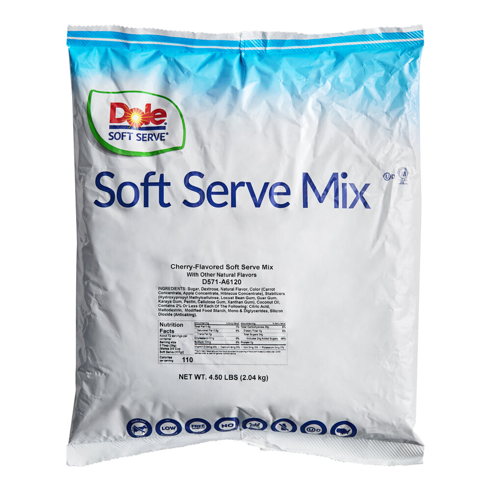 DOLE SOFT SERVE Cherry Soft Serve Mix 4.5 lb. - 4/Case