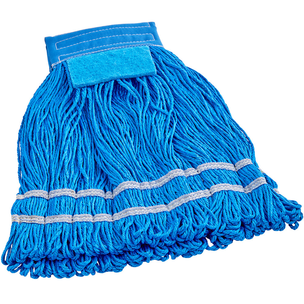 Lavex 22 oz. Blue Microfiber Looped End Wet Mop Head with 5" Blue Headband