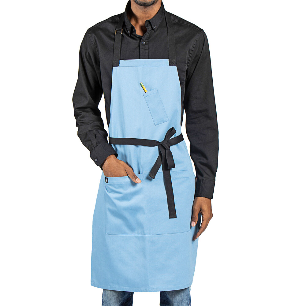 Uncommon Chef 3128 Blue Gray Customizable Poly-Cotton Surge Bib Apron ...