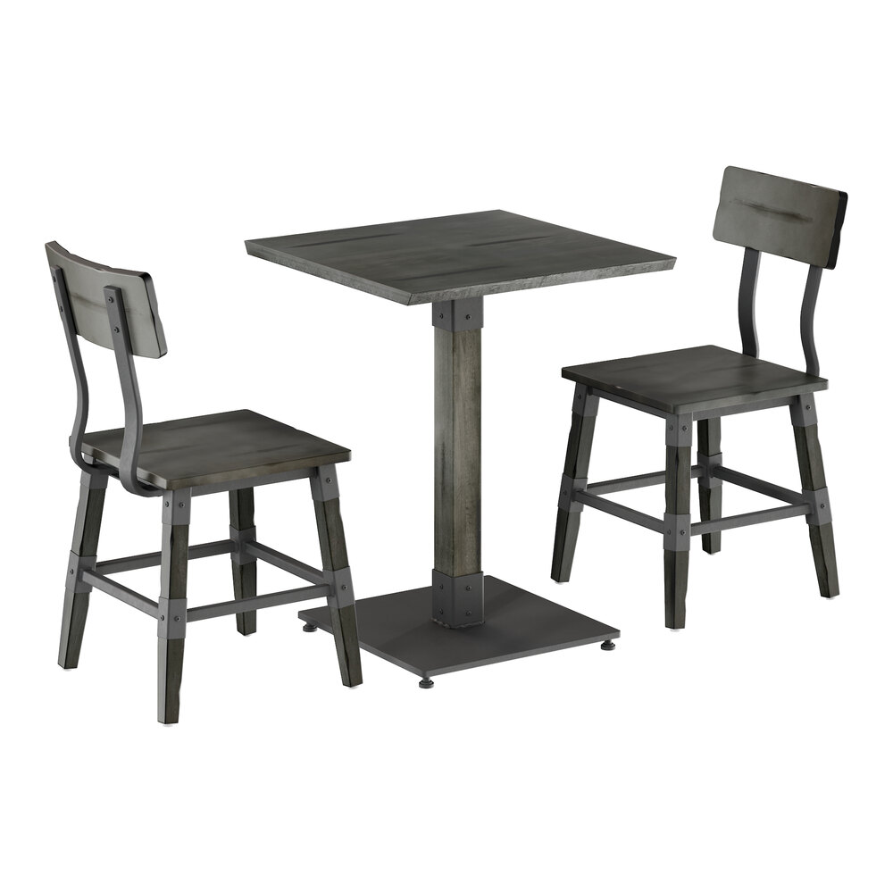 Lancaster Table & Seating Industrial 24" Square Slate Gray Finish Solid ...