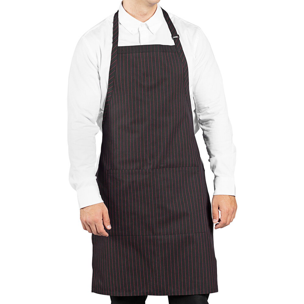 Uncommon Chef 3018 Black and Red Pinstripe Customizable Poly-Cotton ...