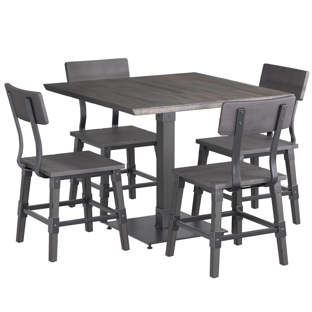 Lancaster Table & Seating Industrial 36" Square Slate Gray Finish Solid ...