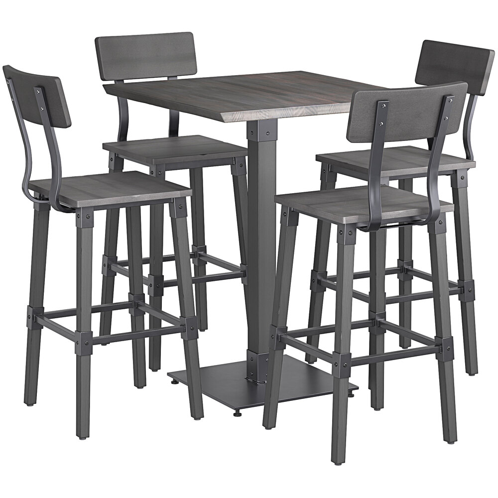 Lancaster Table & Seating Industrial 30" Square Slate Gray Finish Solid ...