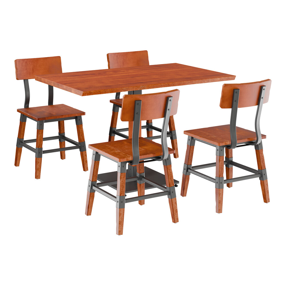 Lancaster Table & Seating Industrial 30" x 48" Rustic Mahogany Finish ...