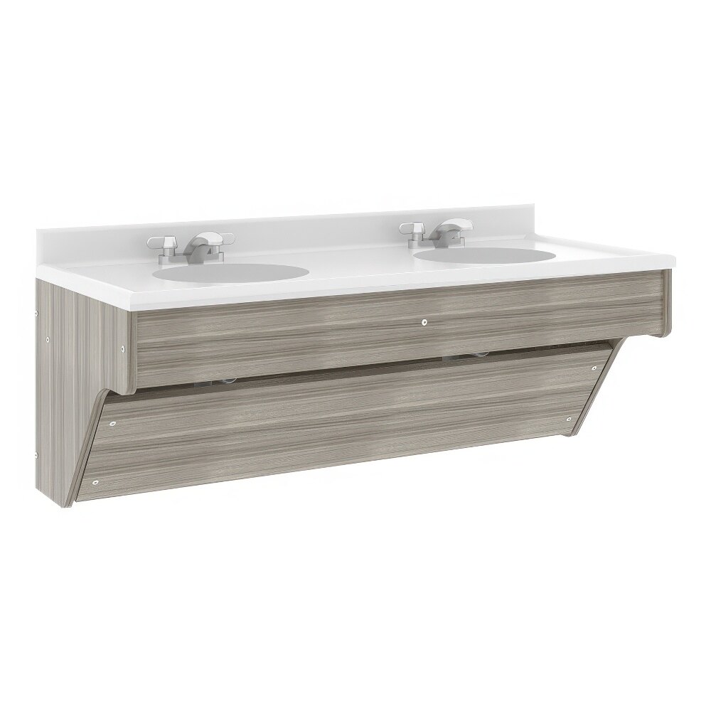 Tot Mate TM8362R.S3322 Shadow Elm Double Laminate Wall Vanity - 49" x ...