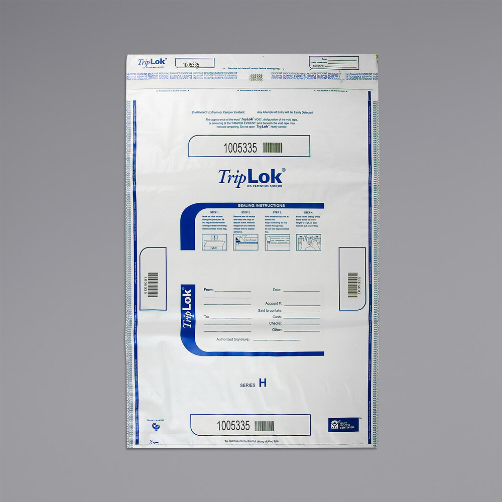 Controltek USA 585062 TripLok White 19" x 28" Tamper-Evident Cash ...