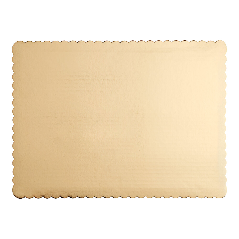 18 3/4" x 13 3/4" Gold Laminated Rectangular Corrugated 1/2 Sheet Cake ...