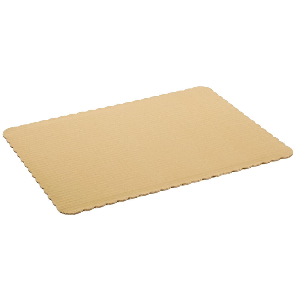 18 3/4" x 13 3/4" Gold Laminated Rectangular Corrugated 1/2 Sheet Cake ...