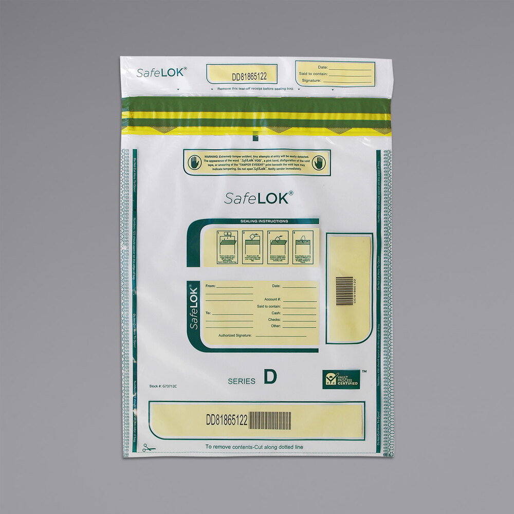 Controltek USA 585093 SafeLok Clear 12" x 16" Tamper-Evident Cash ...