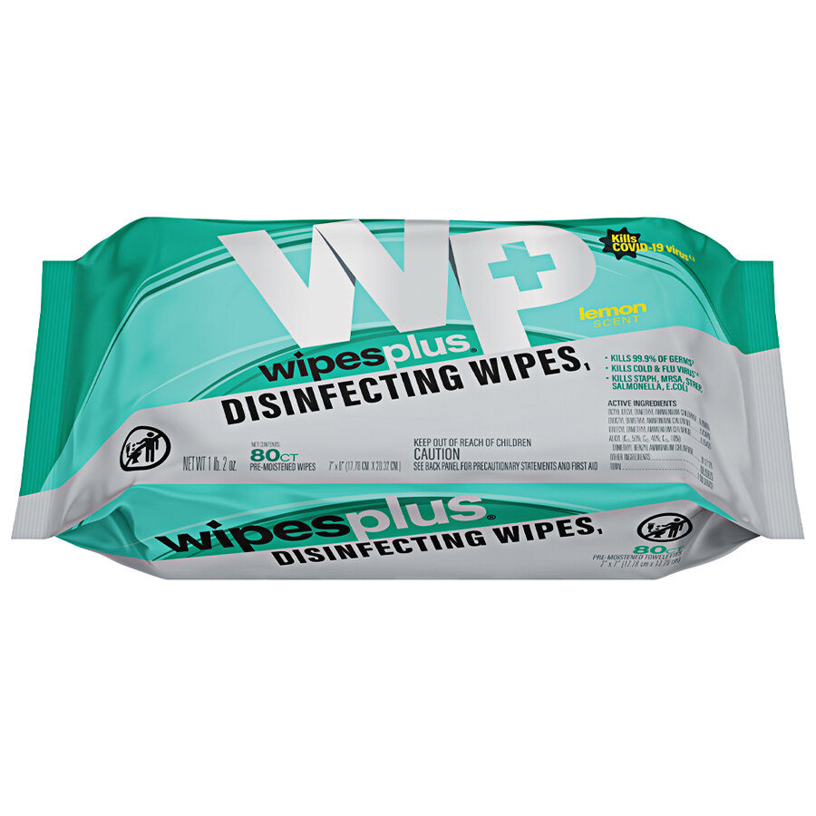 WipesPlus Disinfectant Wipes (Alcohol Free) - 80 Count