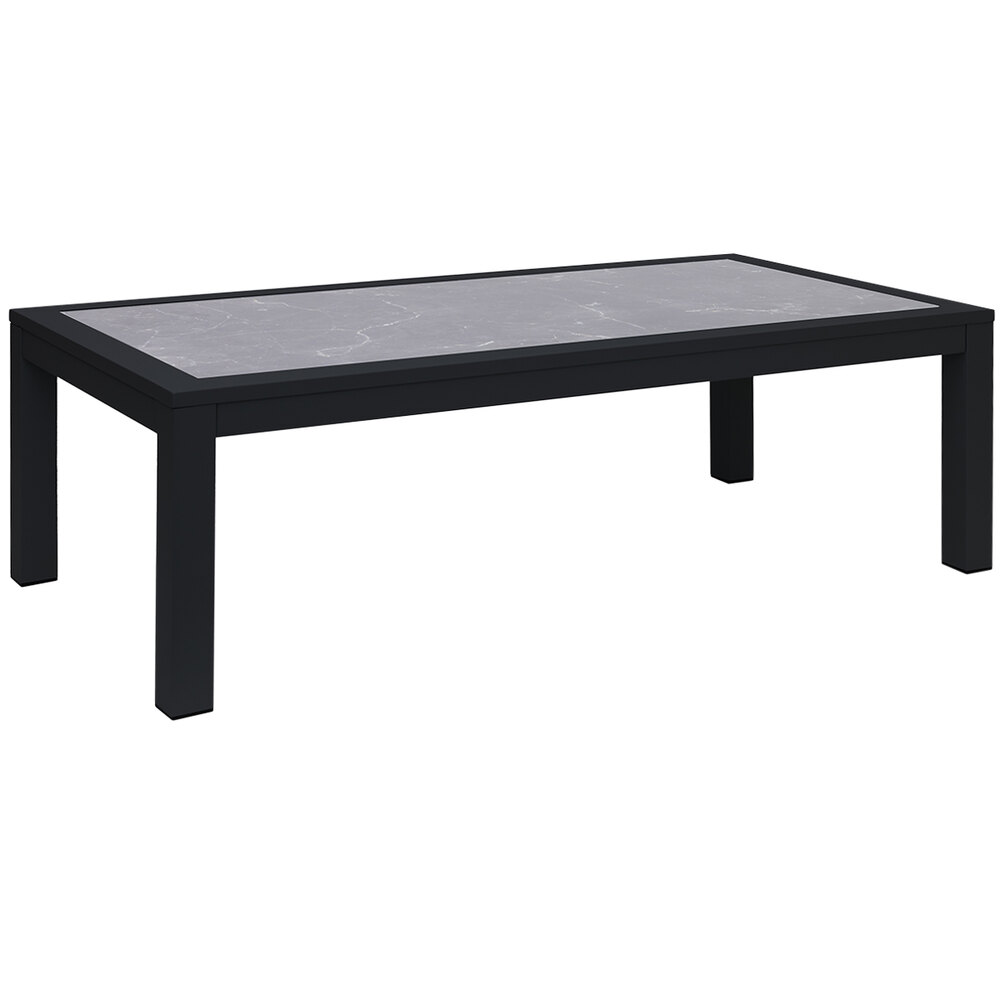 BFM Seating Belmar Black Aluminum Pietro Top Coffee Table