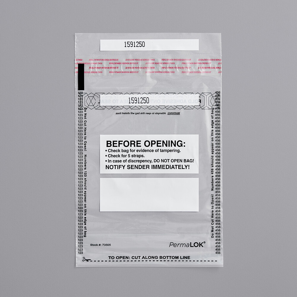 Controltek USA 585011 PermaLok 4 3/4" x 8" Tamper-Evident 500 Bill / 5 ...