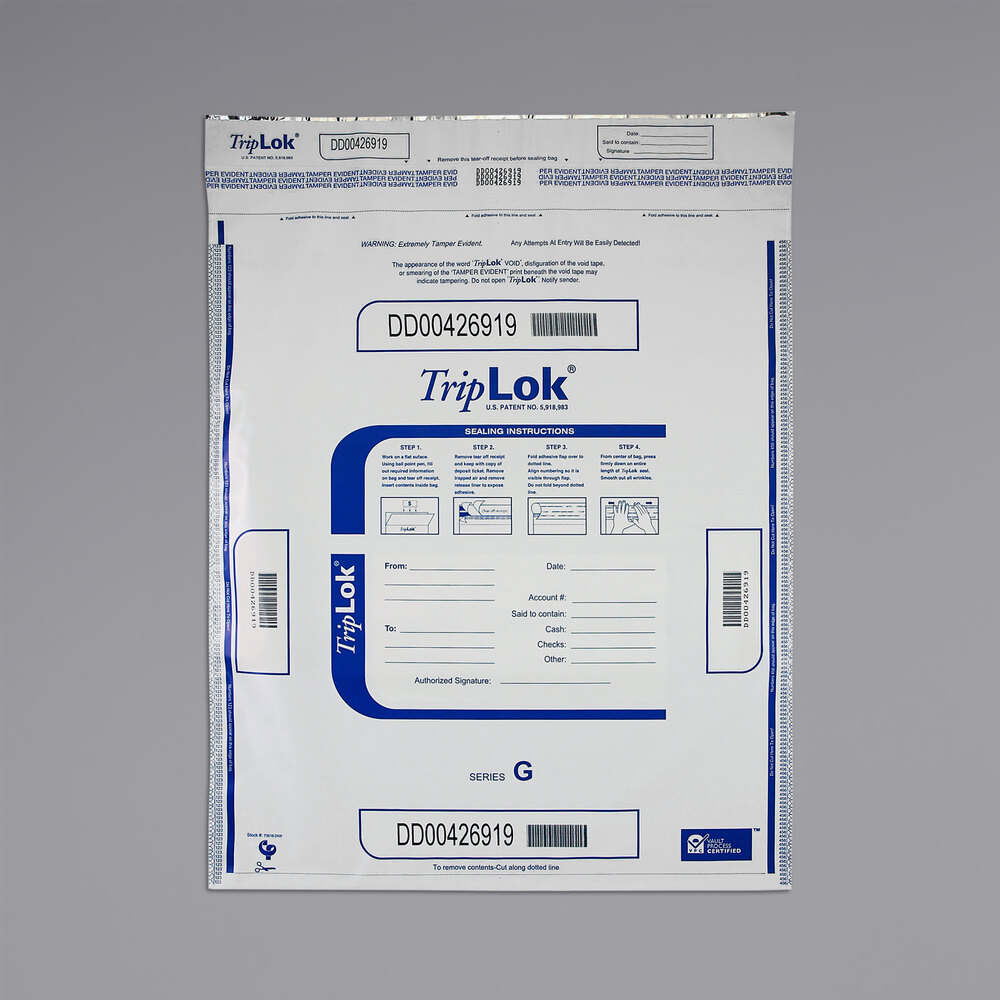 Controltek USA 585058 TripLok White 19" x 24" Tamper-Evident Cash ...