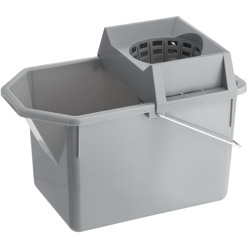 Rubbermaid® FG619400STL 15 Qt. Gray Pail and Mop Strainer Combo