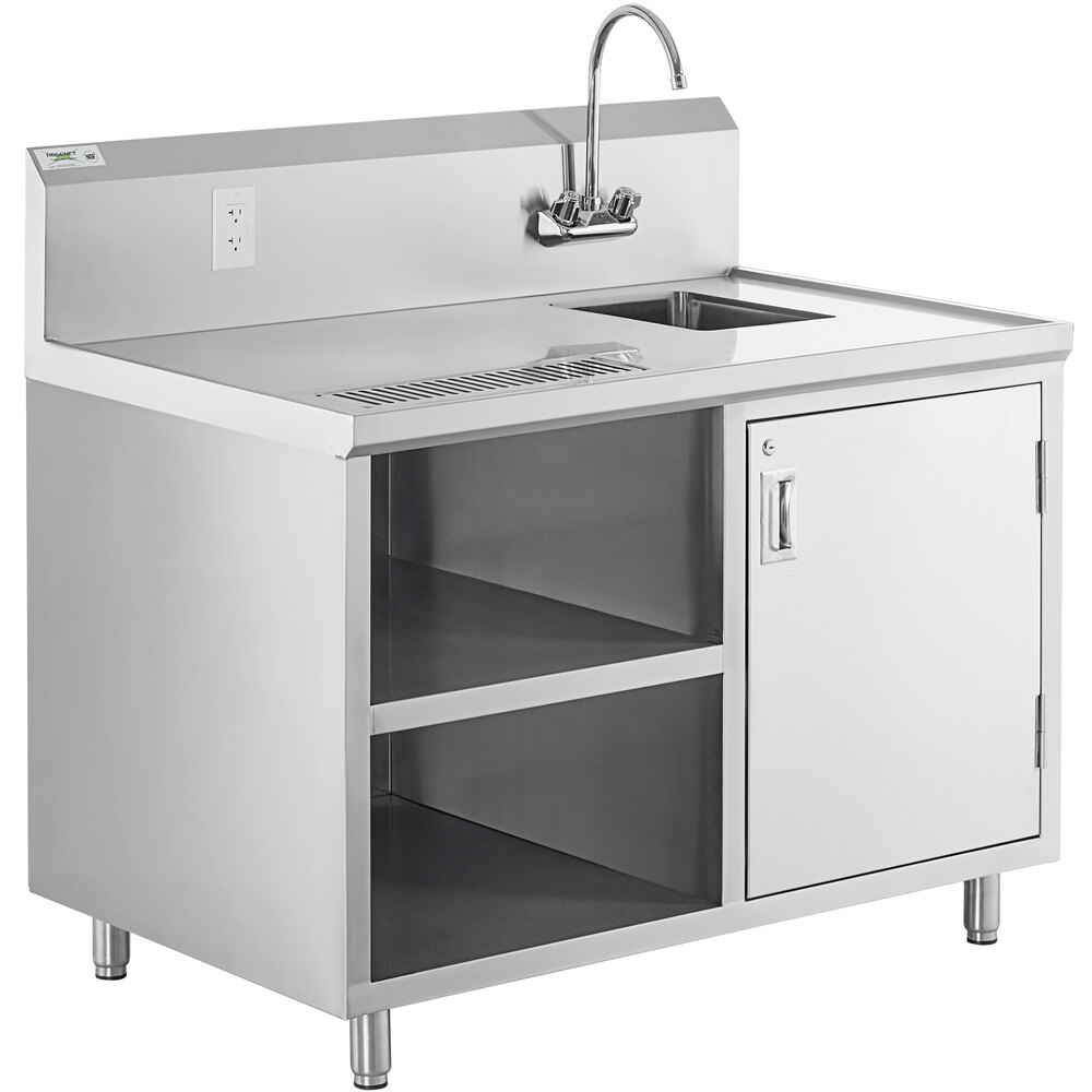Regency 30" x 48" 16 Gauge Stainless Steel Beverage Table with Right Sink