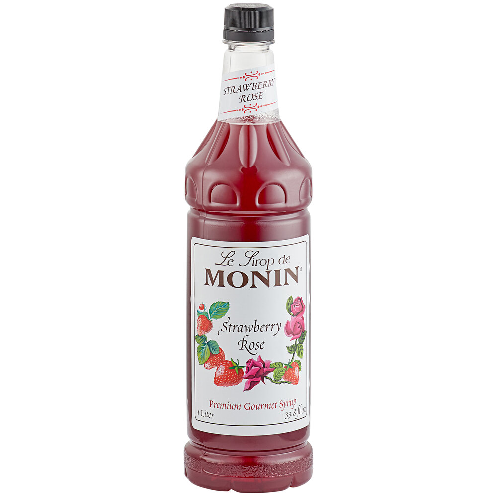 Monin Strawberry Rose Syrup (1 Liter) - WebstaurantStore