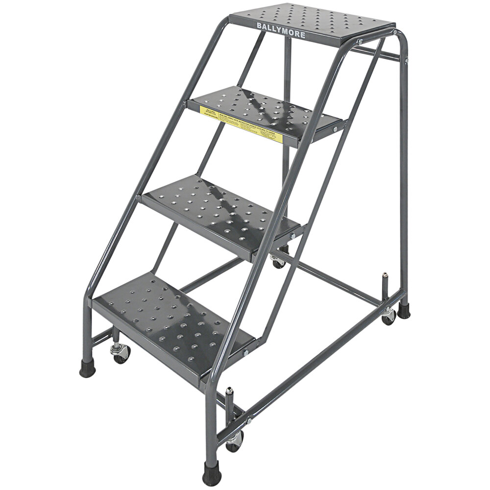 Ballymore 4-Step Rolling Ladder with Spring Loaded Casters and 16