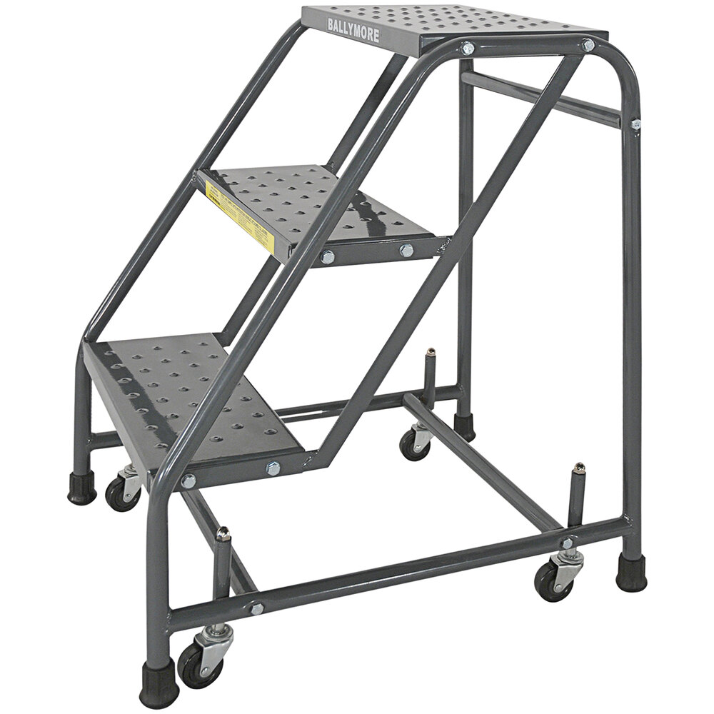 Ballymore 3-Step Rolling Ladder with Spring Loaded Casters and 16