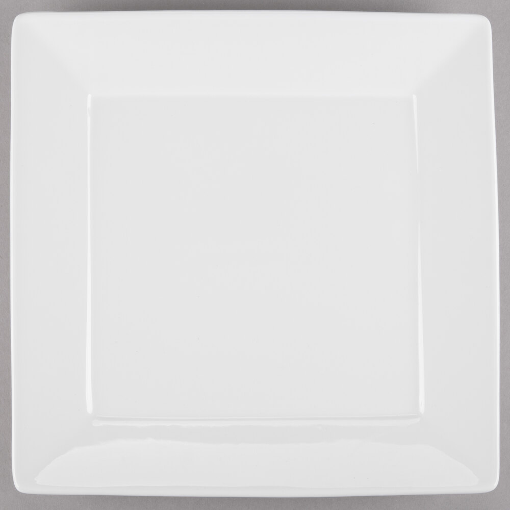 Tuxton BWH-1016 10 1/8" White Square China Plate - 12/Case