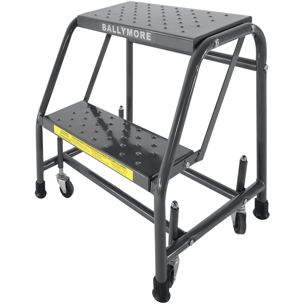 Ballymore 2-Step Rolling Ladder with Spring Loaded Casters and 16" Wide ...