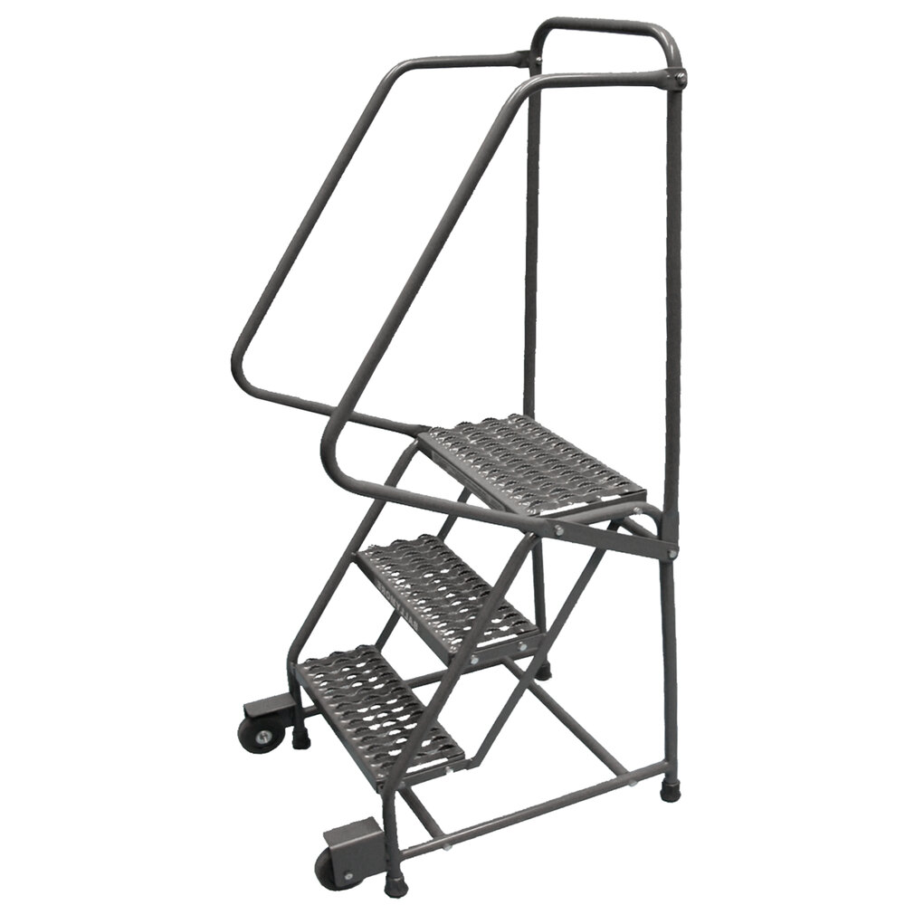 Ballymore H326TR Tilt & Roll 3-Step Gray Steel Rolling Safety Ladder ...
