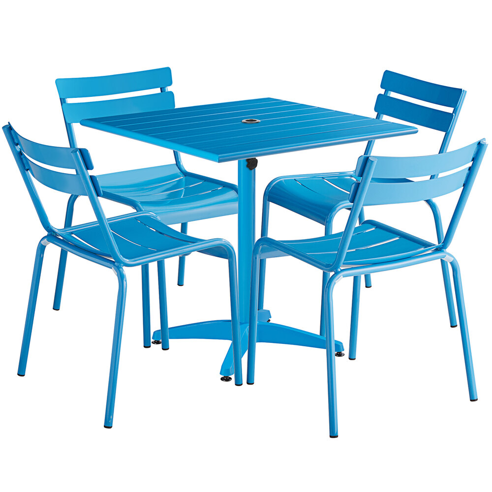 Lancaster Table & Seating 32" x 32" Blue Powder-Coated Aluminum Dining ...