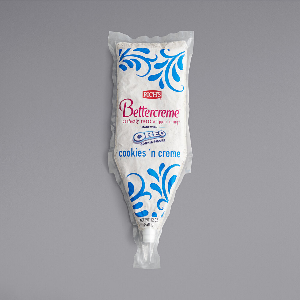 Rich's Bettercreme 12 oz. Cookies 'N Creme Oreo Whipped Icing Bag - 12/Case