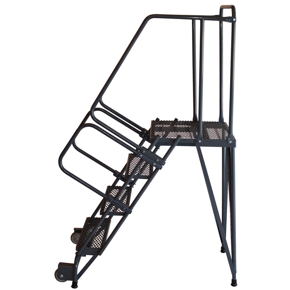 Ballymore HL-3NS Tilt & Roll 3-Step Gray Steel Rolling Safety Ladder ...