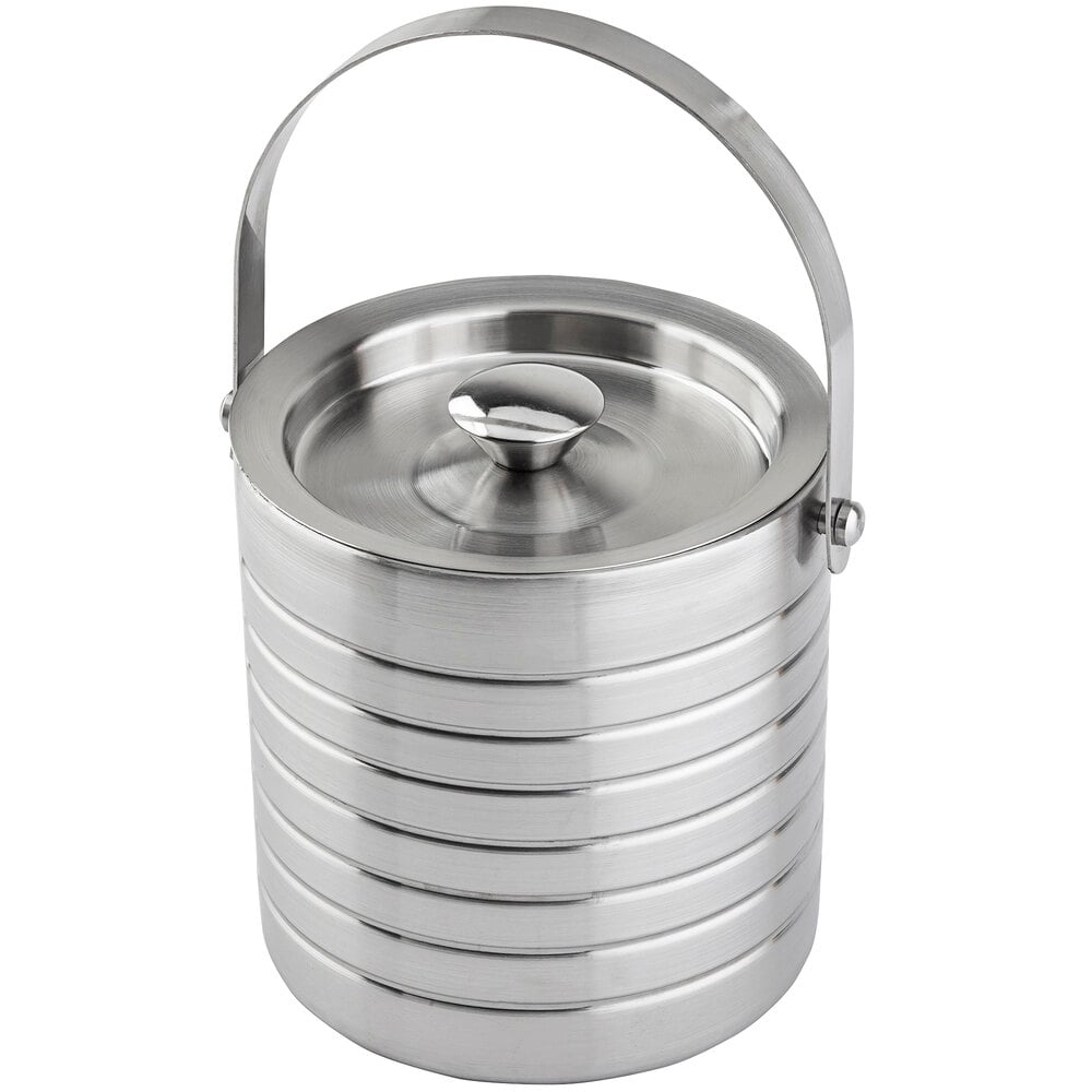 TableCraft 10700 Double Wall Stainless Steel 1.7 Qt. Ice Bucket with Lid