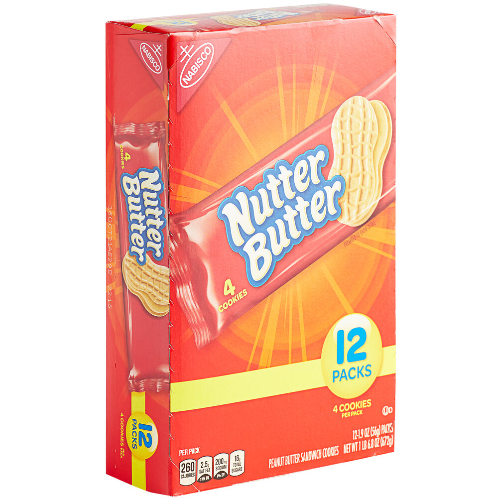 Nabisco Nutter Butter 4-Count (1.9 oz.) Cookie Pack - 48/Case