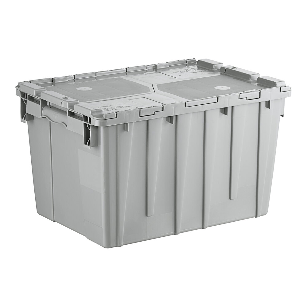 Lavex 21 13/16" x 15 3/16" x 12 7/8" Gray Plastic Flip-Lid Shipping ...