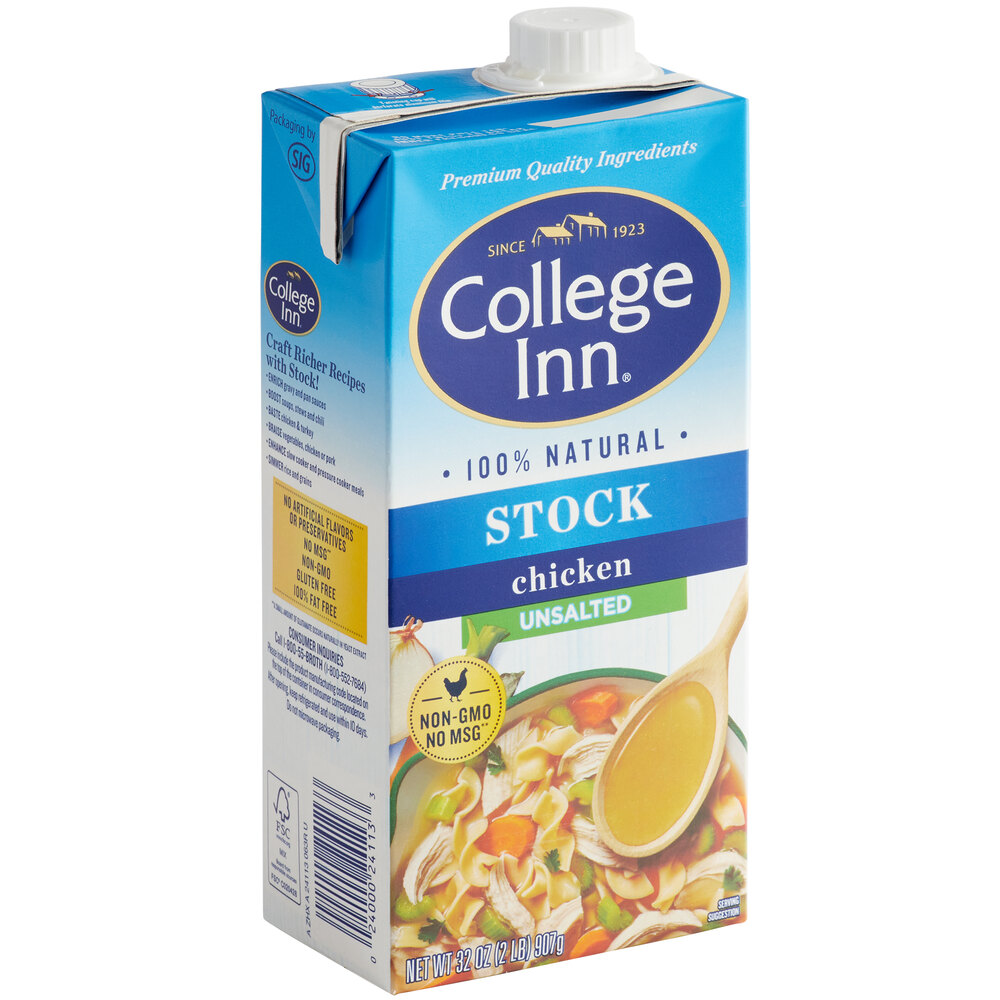 College Inn 32 oz. Unsalted Chicken Stock - 12/Case