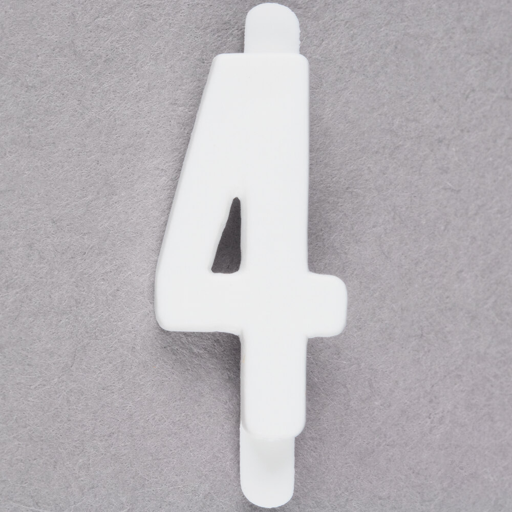 3/4" White Molded Plastic Number 4 Deli Tag Insert - 50/Set