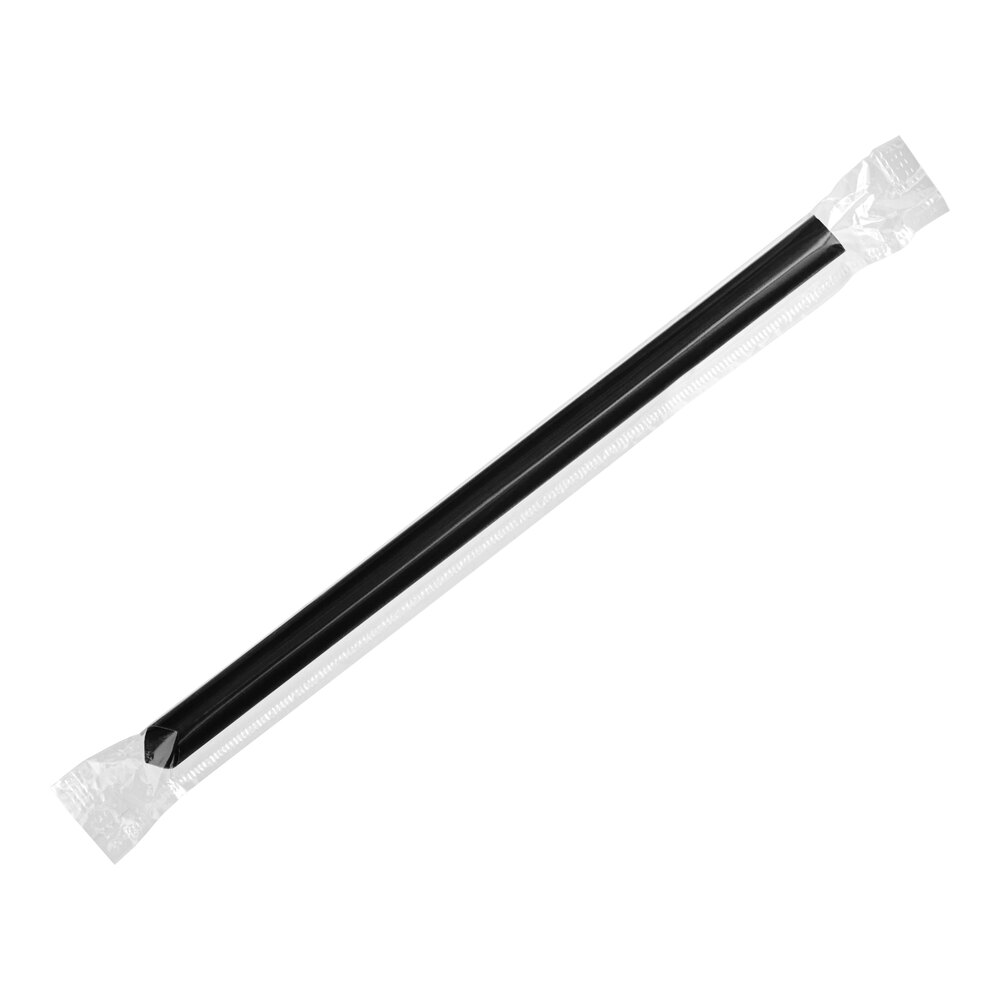 Choice 9" Black Extra Wide Pointed Wrapped Boba Straw - 400/Pack