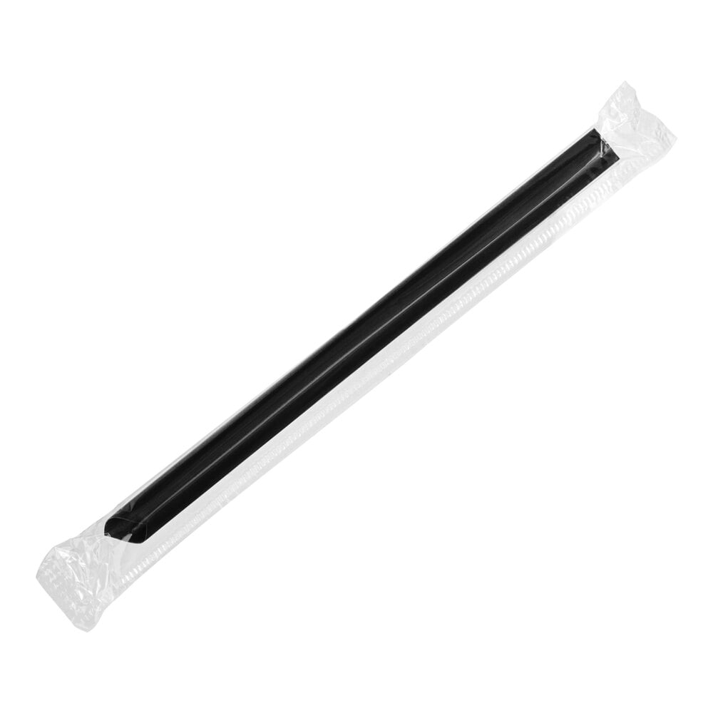 Choice 7 3/4" Black Extra Wide Pointed Wrapped Boba Straw - 500/Pack