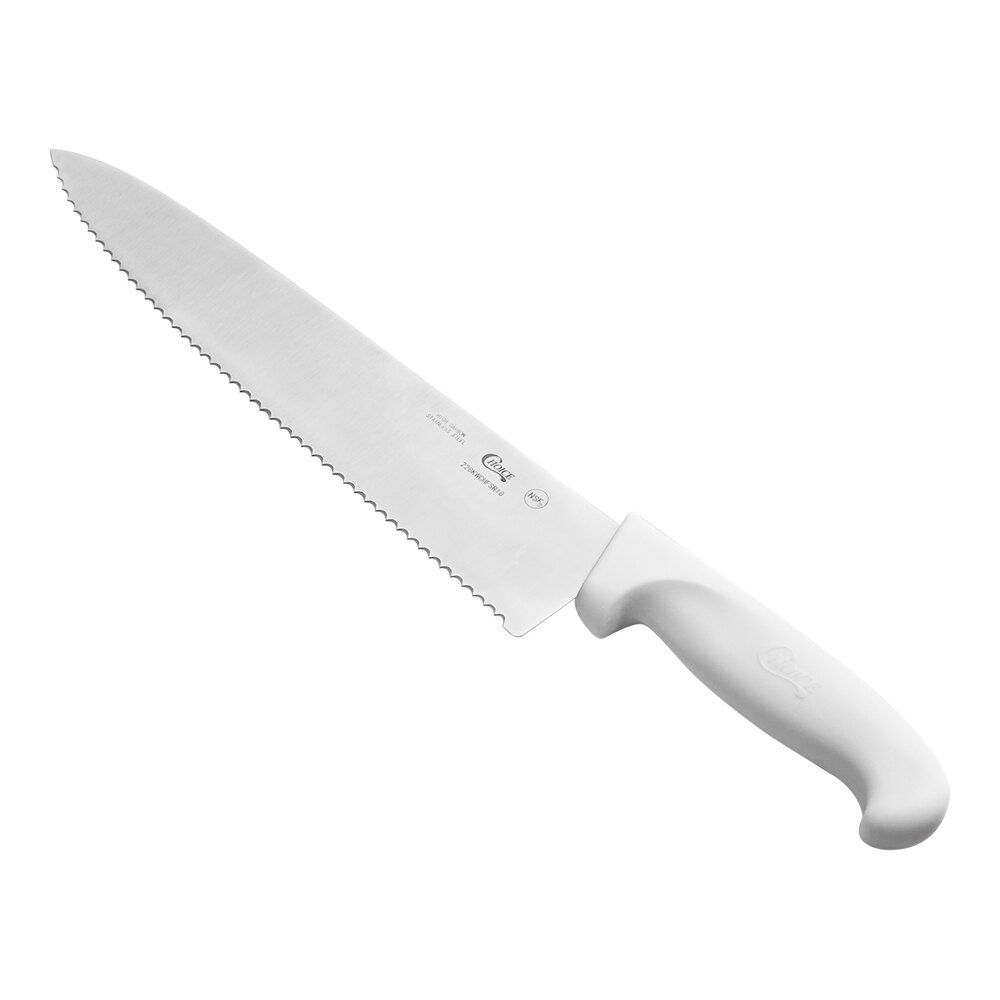 Choice 10" Serrated Chef Knife with White Handle