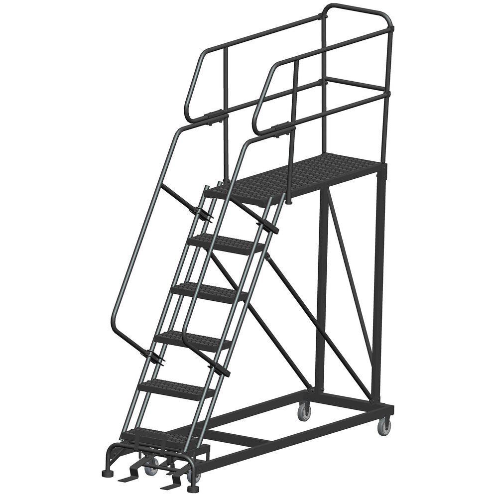 Ballymore SEP6-2448 6-Step Heavy-Duty Steel Mobile Work Platform with Handrails - 48" x 24" x 60 ...