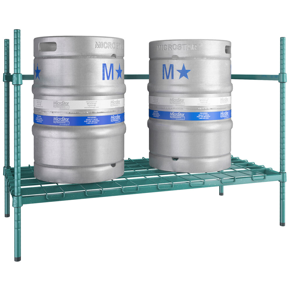 Regency 3 Keg Green Epoxy Keg Rack - 24" x 48" x 34"