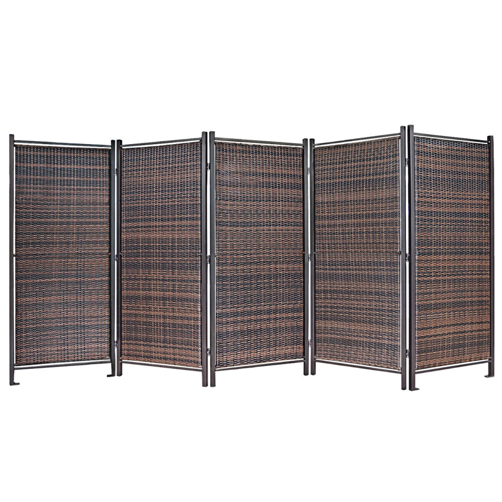 Versare 1730407 Brown Folding Outdoor Wicker Partition - 10' x 6'