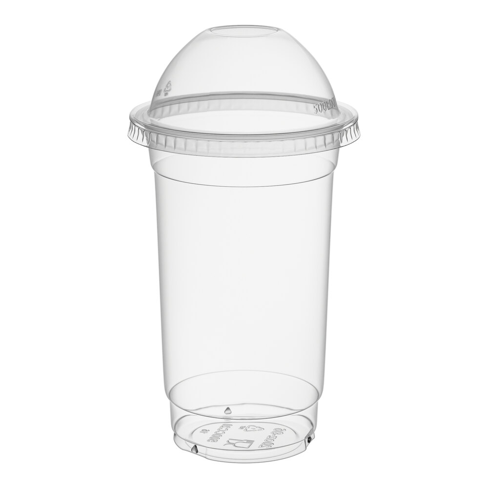 Choice 20 oz. Clear PET Plastic Cold Cup with Dome Lid with No Hole ...