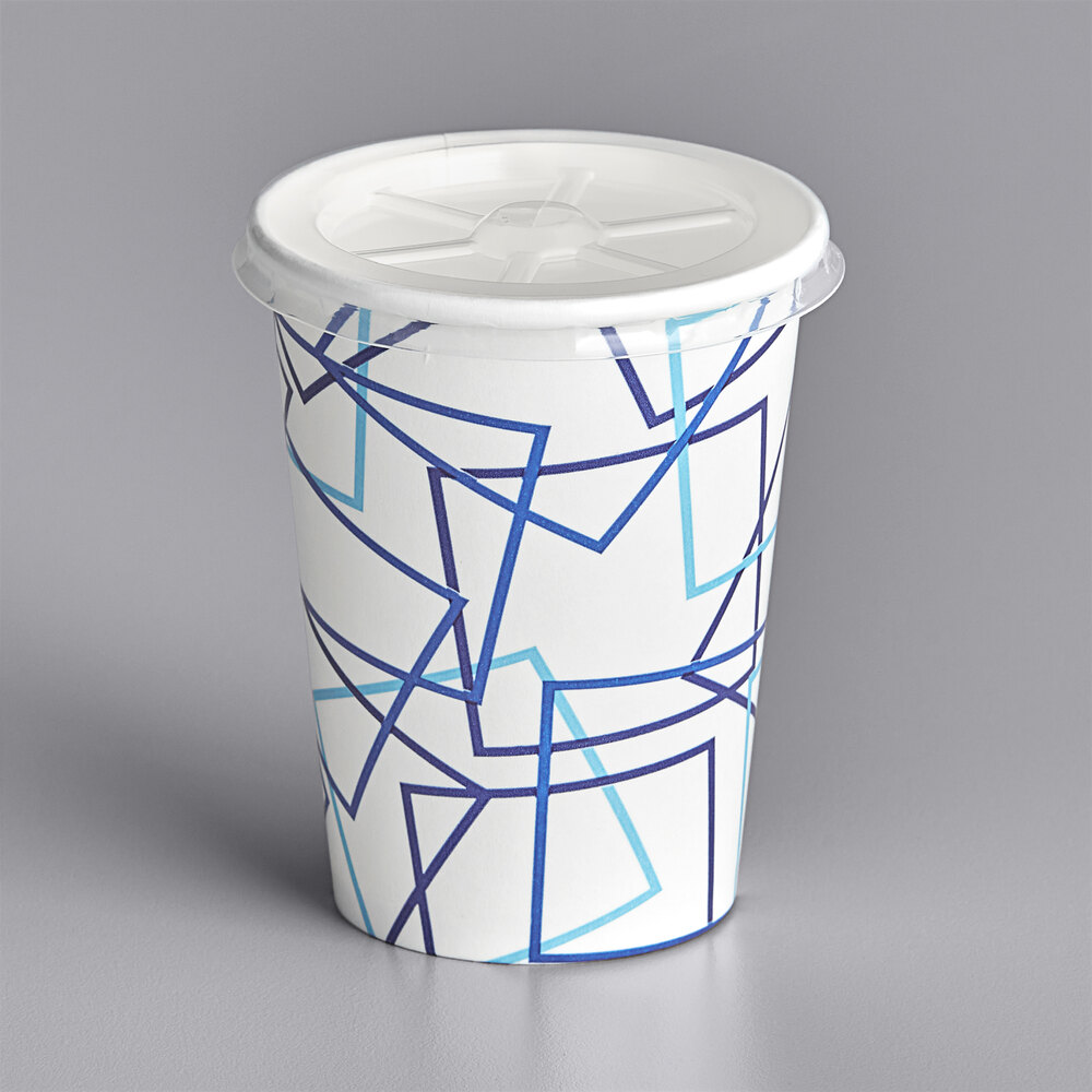 Choice 9 oz. Poly Paper Cold Cup and Flat Straw Slot Lid - 100/Pack