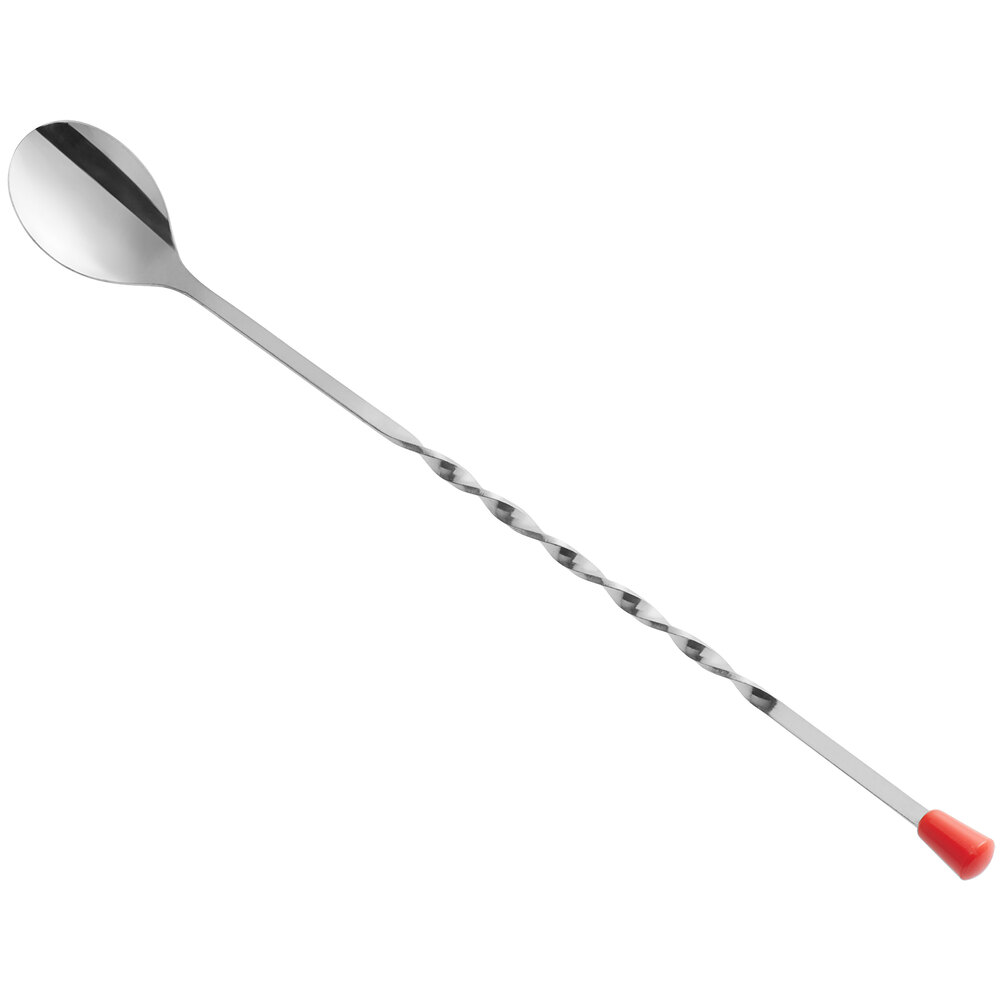 American Metalcraft 512K 12" Stainless Steel Twisted Bar Spoon with Red ...